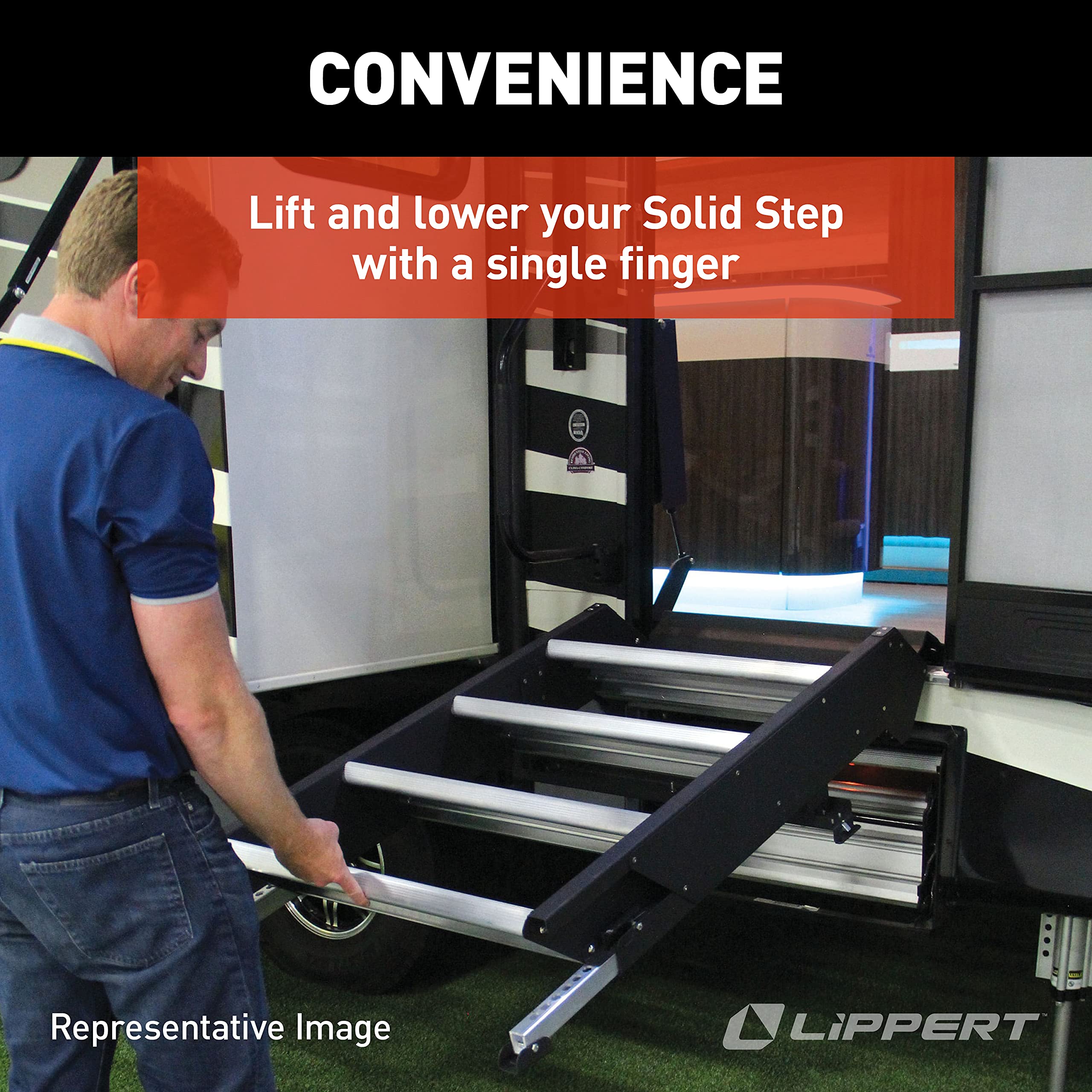 Lippert™ Wide Lift Assist Kit for Solid Step® 29"– 32" – Upgrade Your Solid Step® Stairs and Lower Your Steps with Total Ease – Compatible with Generation 3 Triple and Quad Solid Steps – 733939