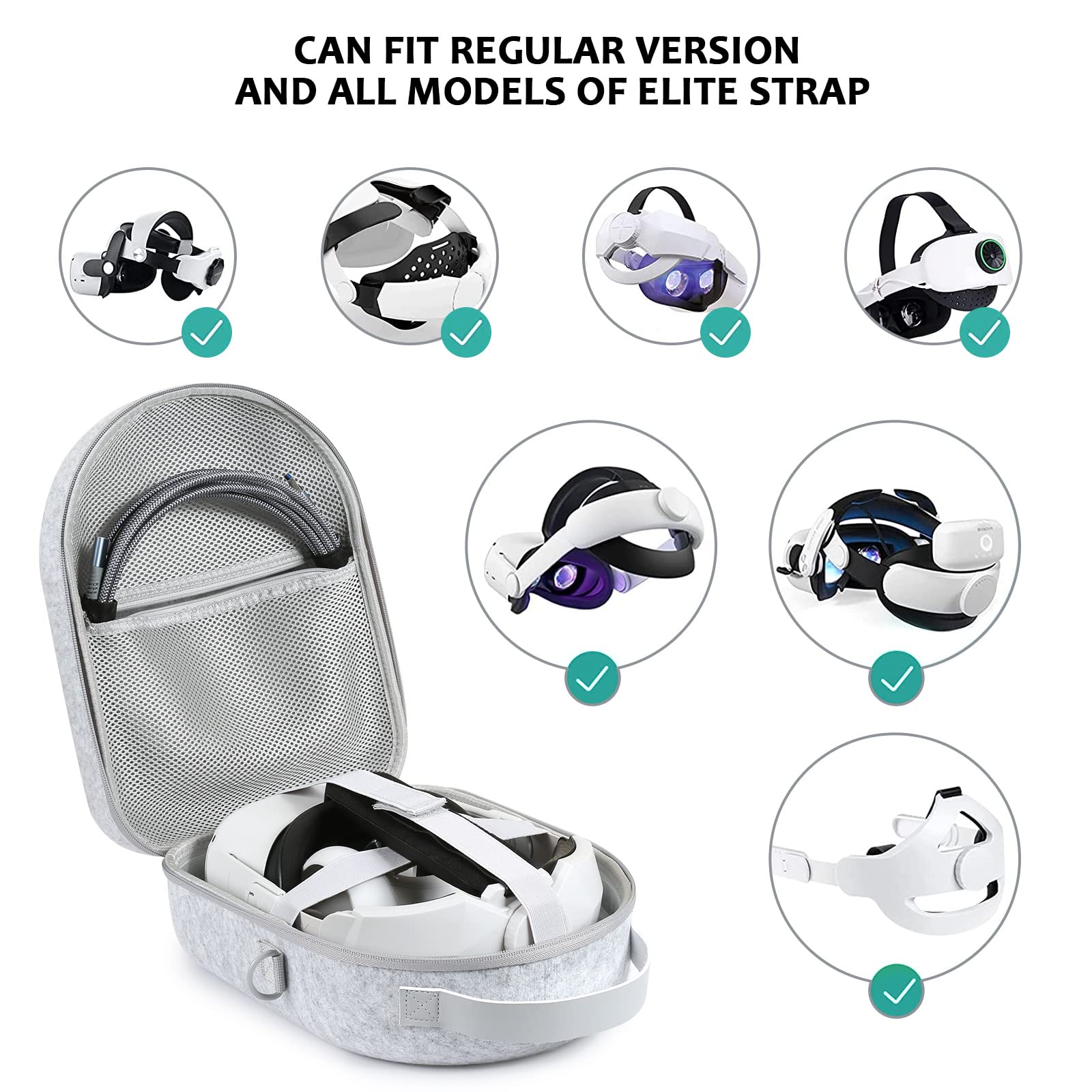 VR Hard Carrying Case Compatible with Oculus Quest 2 Basic/Elite Version VR Gaming Headset and Touch Controllers Accessories, Oversized VR Carring Case Ultra-Sleek Design for Travel and Storage