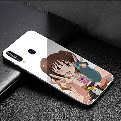 Luxury Phone Case for Samsung Galaxy A40 Cover,9H Tempered Glass Back Cover Soft Silicone Anti Scratch Bumper Design LB-61 Nanatsu no Taizai Seven Deadly Sin Protective Case