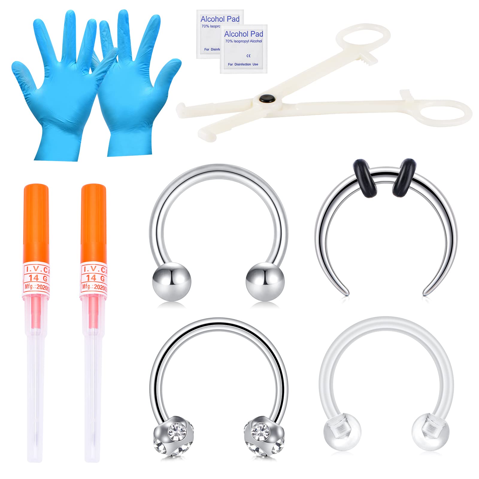 QWALIT Septum Piercing Kit Septum Percinging Kit Titanium 16gauge