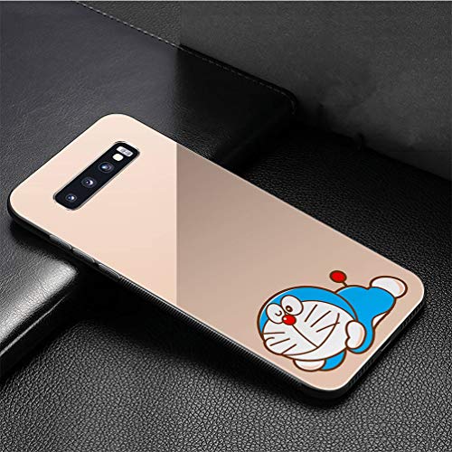 Luxury Phone Case for Samsung Galaxy A40 Cover,9H Tempered Glass Back Cover Soft Silicone Anti Scratch Bumper Design LB-148 Anime Doraemon Protective Case
