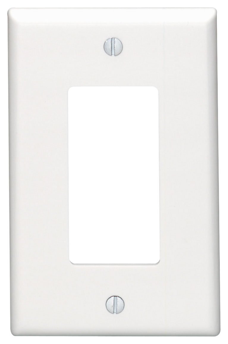 Leviton 80601-W 1-Decora/Gfci Midway Size Wall Plate, 1 Gang, 4-7/8 in L X 3-1/8 in W 0.225 in T, Smooth, 1 Pack, White