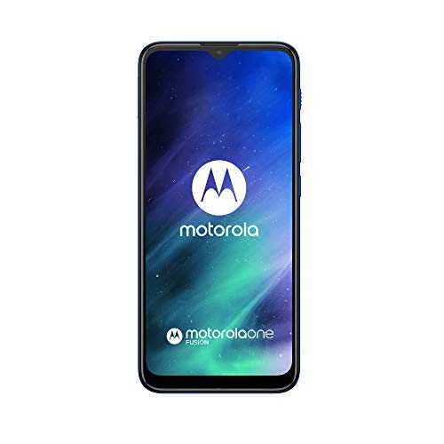 Motorola One Fusion (128GB, 4GB) 6.5", 48MP Quad Camera, 5000mAh Battery, Dual SIM GSM Unlocked Global 4G LTE (T-Mobile, AT&T, Metro) International Model XT2073 (Ocean Blue)