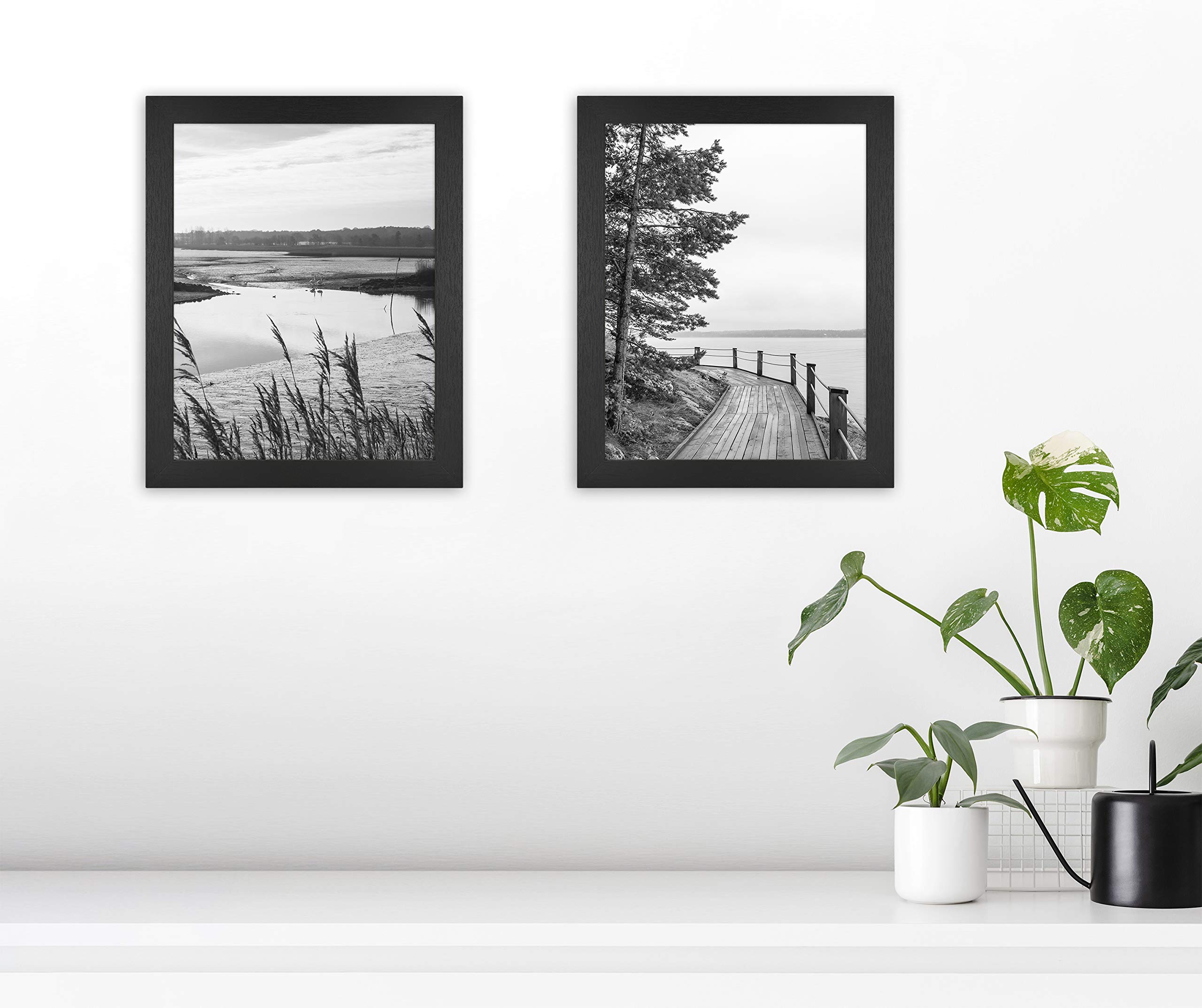 MCS Studio Gallery 11x14 Picture Frame Black Woodgrain, Rectangle Photo Frame for Photos, Posters & Art Prints (2-Pack)
