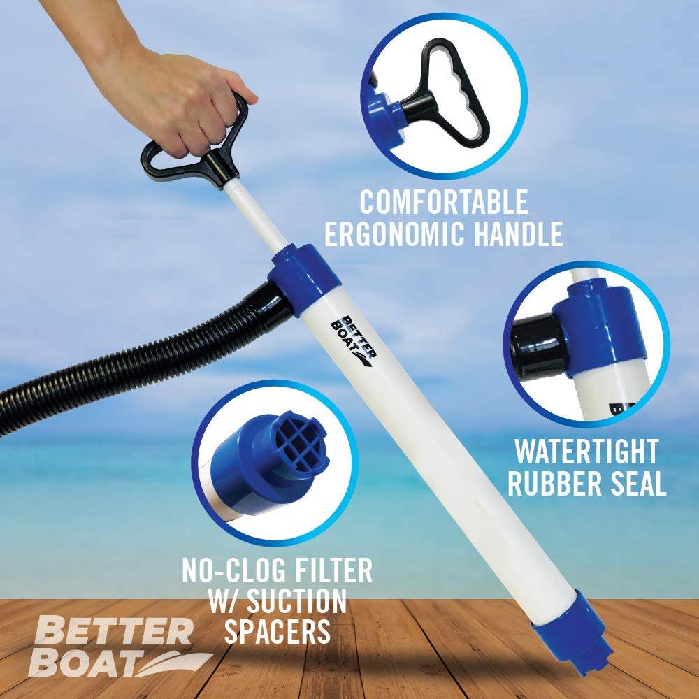 Manual Bilge Pump for Boats Kayak Canoe Hand Water Pump | Siphon Pump Bailer Kayaking Boat with Hose Portable Held 20 Gallons Per Minute Suction Marine Grade Regular