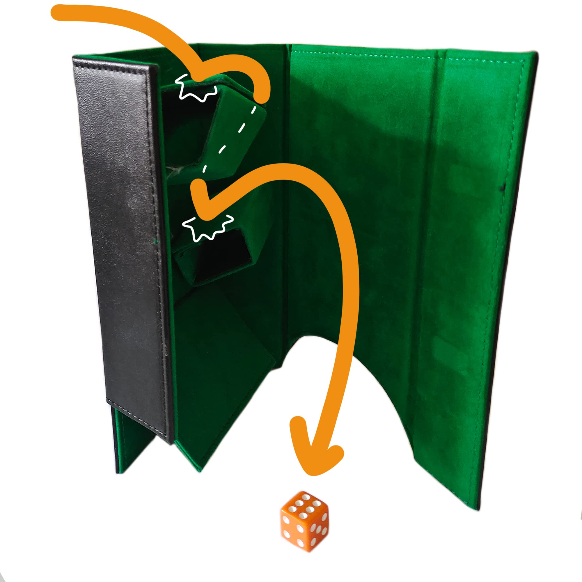TRPGBOX Dice Tower and Dice Tray for RPG Table Top Gaming - Black/Green