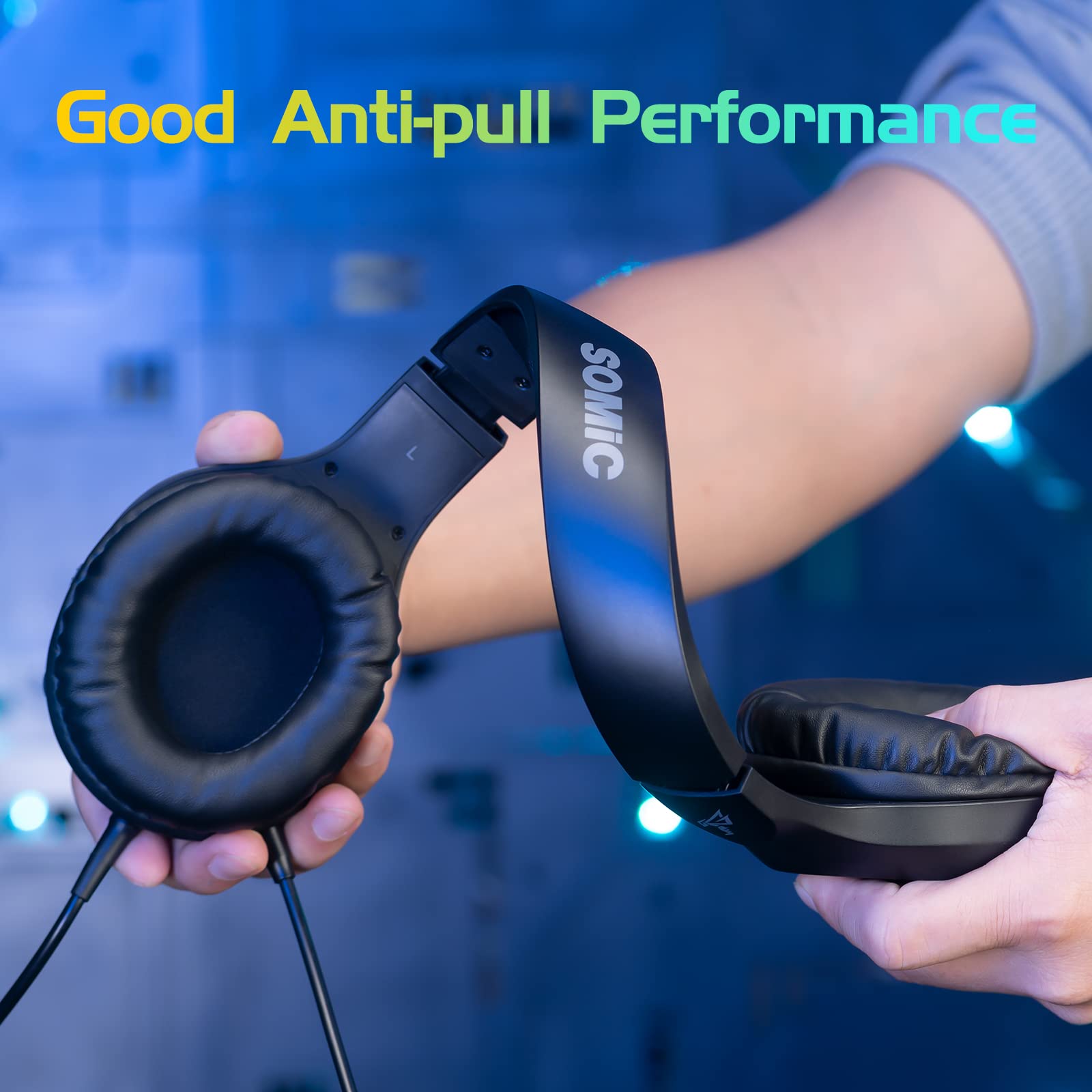SOMIC G310 Gaming Headset, 3.5mm Gaming Headphones with Microphone Noise Cancelling with RGB Light, Stereo Sound for PC, Laptop, PS4, PS5, Xbox