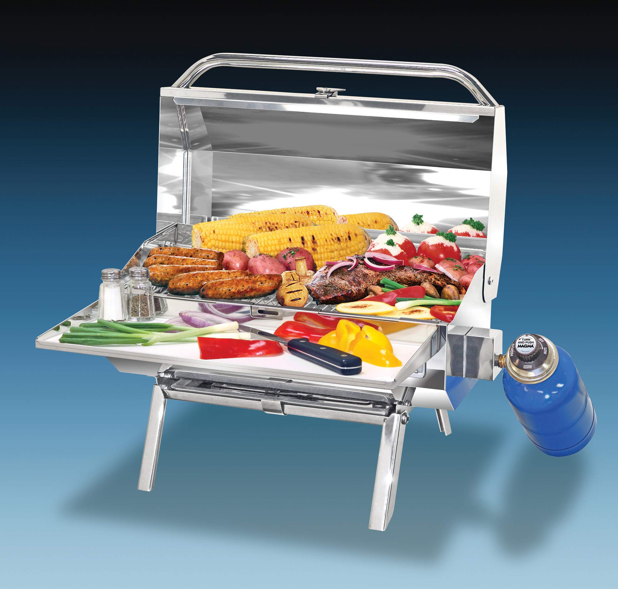 Magma Products Gas Grill, Double Locking Stowable Pedestal Mount