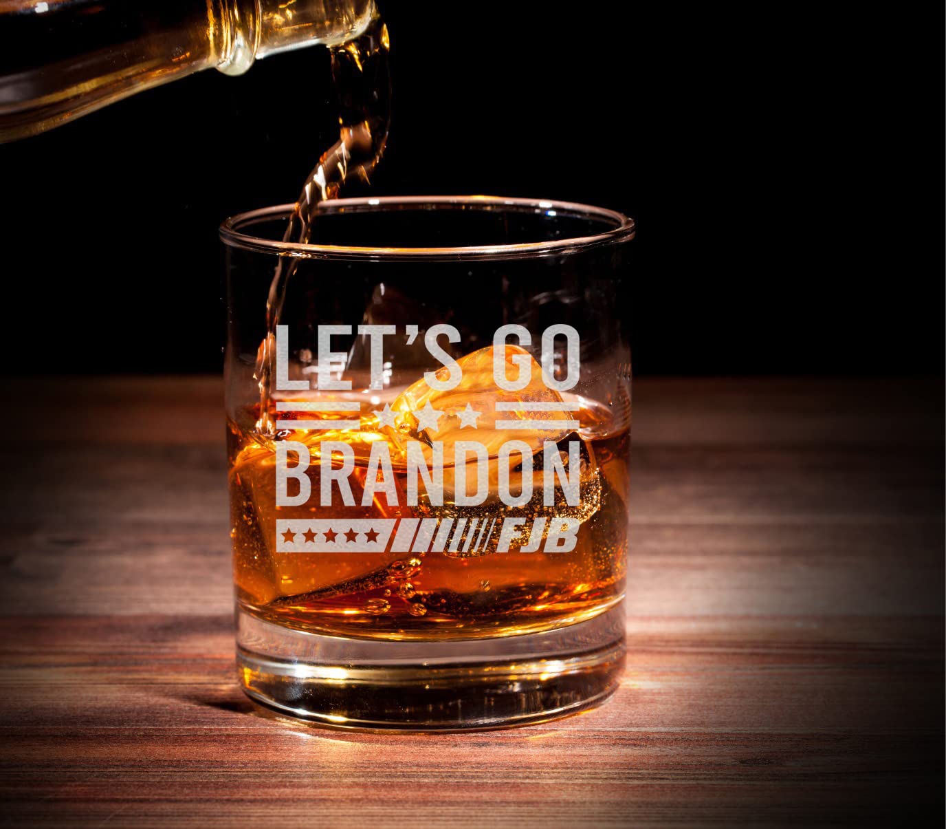 NeeNoNex Let's Go Brandon - Laser Engraved Whiskey Glass Funny and Sarcastic Design for Republicans Conservative Gift