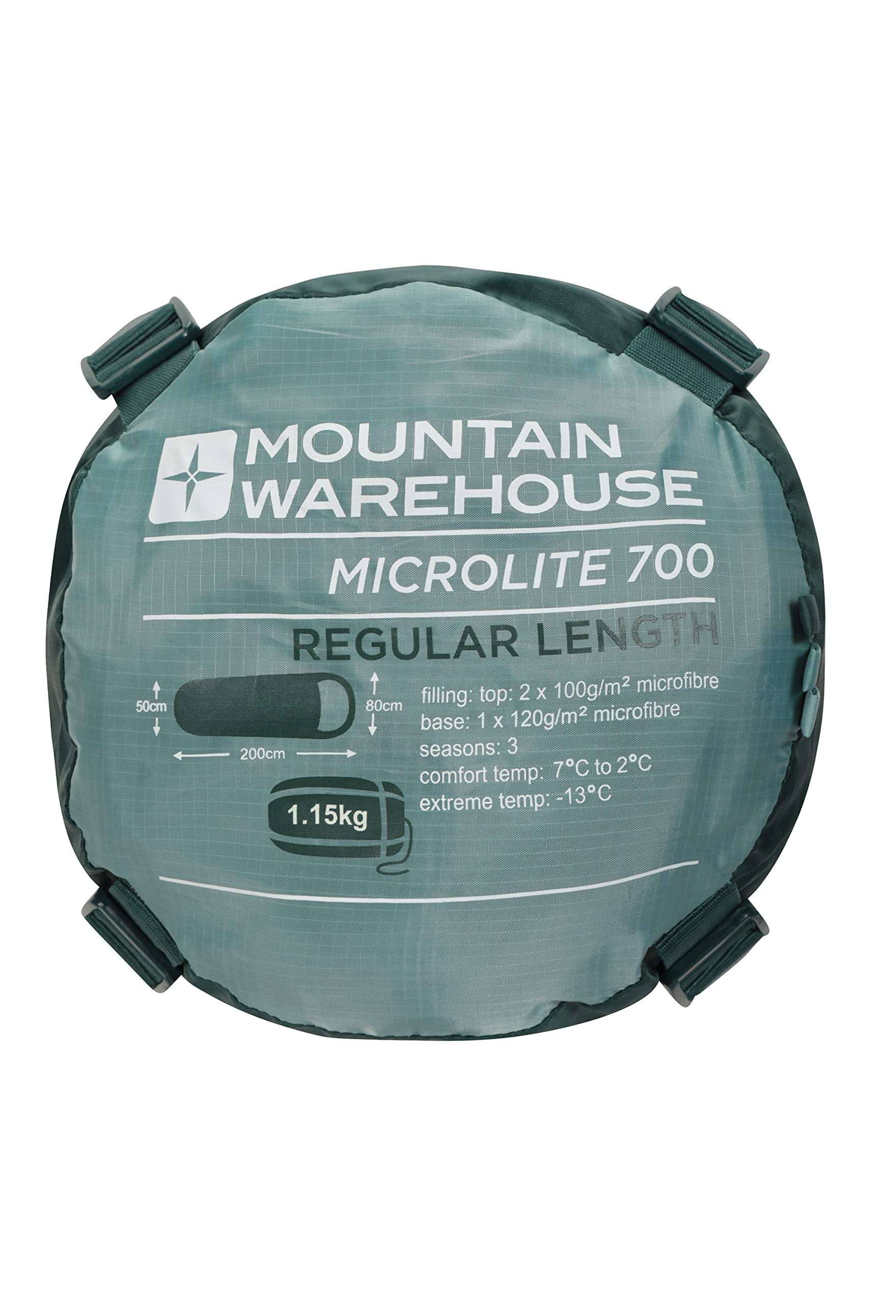 Mountain Warehouse Microlite Double Layer Sleeping Bag - Two-Way Zip Dark Teal Left Handed Zip - Regular Length