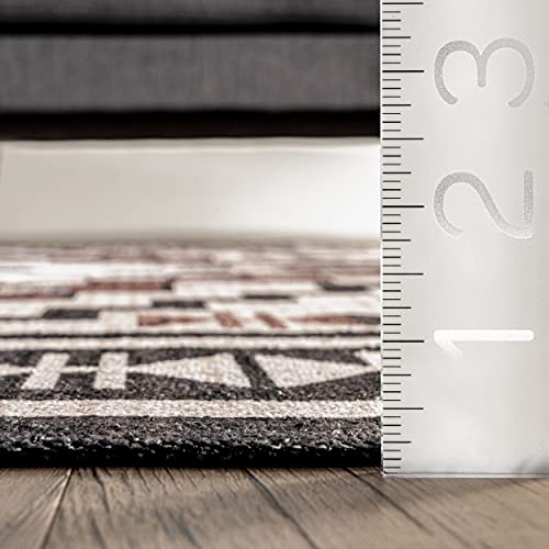 nuLOOM Leighton Machine Washable Southwestern Medallion Ultra Thin Area Rug, 6x9, Beige
