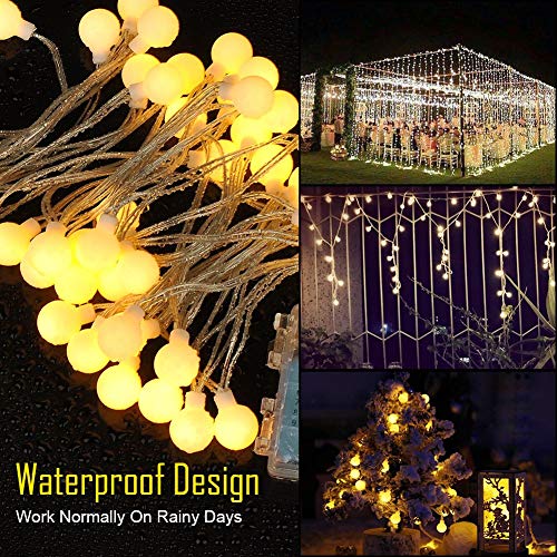 YoTelim Globe Fairy String Lights Battery Operated Warm White ,Water Proof 2 Pack 19.7FT 40 LED 8 Modes with Remote Control, for Home, Party, Christmas, Wedding, Garden Decoration