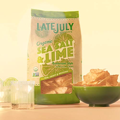 LATE JULY Snacks Restaurant Style Sea Salt & Lime Tortilla Chips, 11 oz. Bag