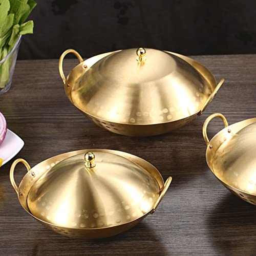 SEASD Single person self service hot pot dry boiler small copper hot pot Thickened copper hot pot solid pot ( Color : Gray , Size : 19*6.8cm )