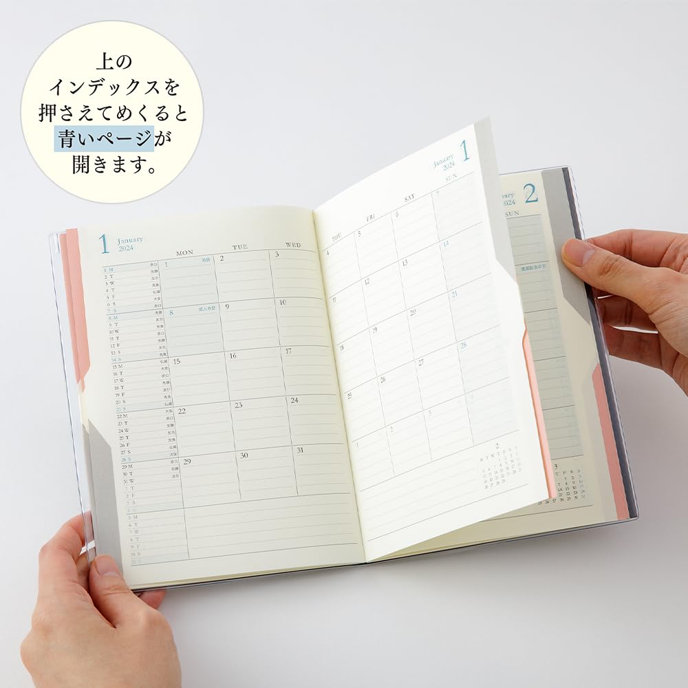 Midori 22262006 Double Schedule Notebook, 2024, B6, Monthly, Black (Starts October 2023) (black)