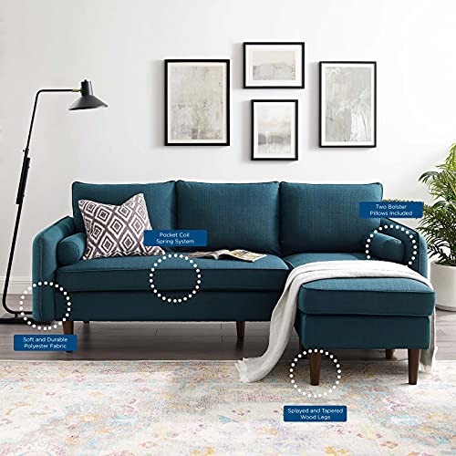 Modway Revive Right Or Left Sectional Modern Upholstered Fabric Sofa Couch, Azure