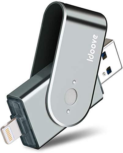 MFi Certified 128GB USB Flash Drive for iPhone Photo Stick for iPhone iPad USB Memory Stick – USB 3.0 – Thumb Drives High Speed External Storage Adapter Expansion for iOS PC Mac (Grey 128G)