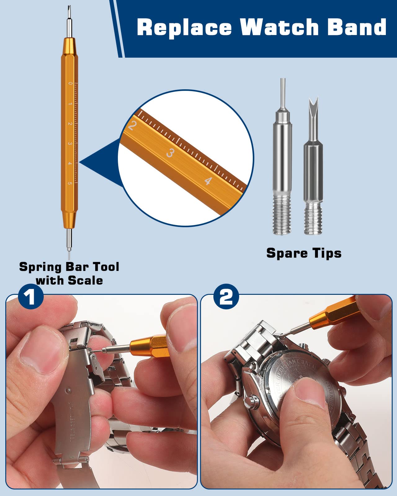 Vastar Watch Repair Kit, Watch Battery Replacement Tool Kit, Watch Link Removal Tool Kit, Watch Band Link Pin Tool Set with Carrying Case