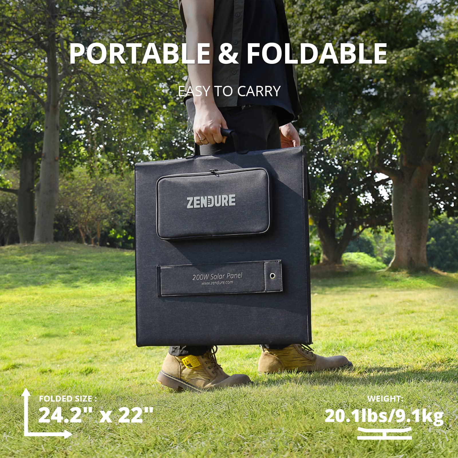 Zendure 200W Foldable Portable Panel with Kickstand, Durable Lightweight Panel Waterproof IP54 Portable Solar Panel Compatible with Zendure/Other Power Stations (with MC4 to XT60 Cable)