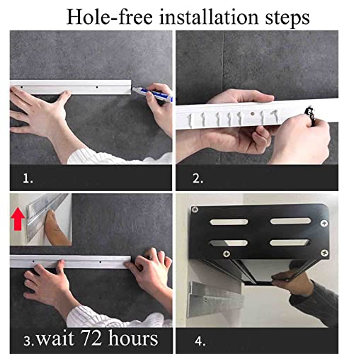YEAPA Pot Pan Rack Black Spice Shelf Adhesive Kitchen Wall Rack No Drilling Wall Mounted Space Aluminum for Kitchen Cabinet Door,B40cm (Size : A40cm)