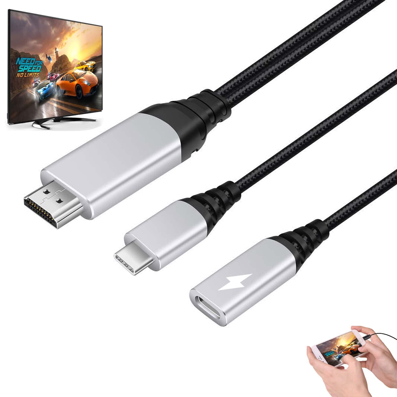 USB C to HDMI Adapter 4K Cable Thunderbolt 3/4 Braided MHL Cord w/ 100W PD Charging Port for MacBook iMac Surface Switch LG Galaxy S22 S21 S20 S10 Note 21 20 9 Android Phone Samsung Dex to Monitor TV