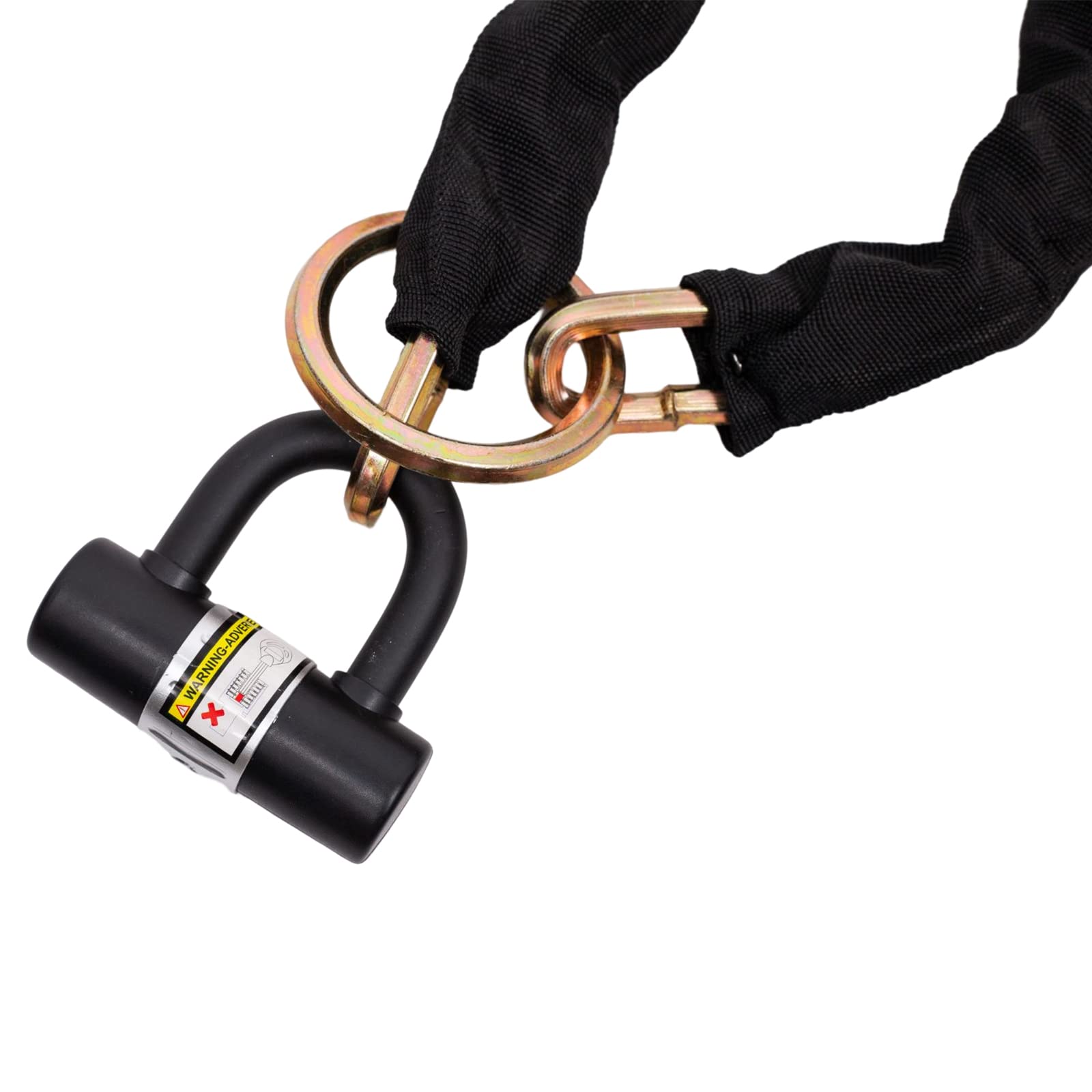 Sauhohle Motorcycle Chain Locks 3ft Heavy Duty Square Link Bicycle Chain Lock Gold Lock for Motorcycles, Scooters, Gates and More