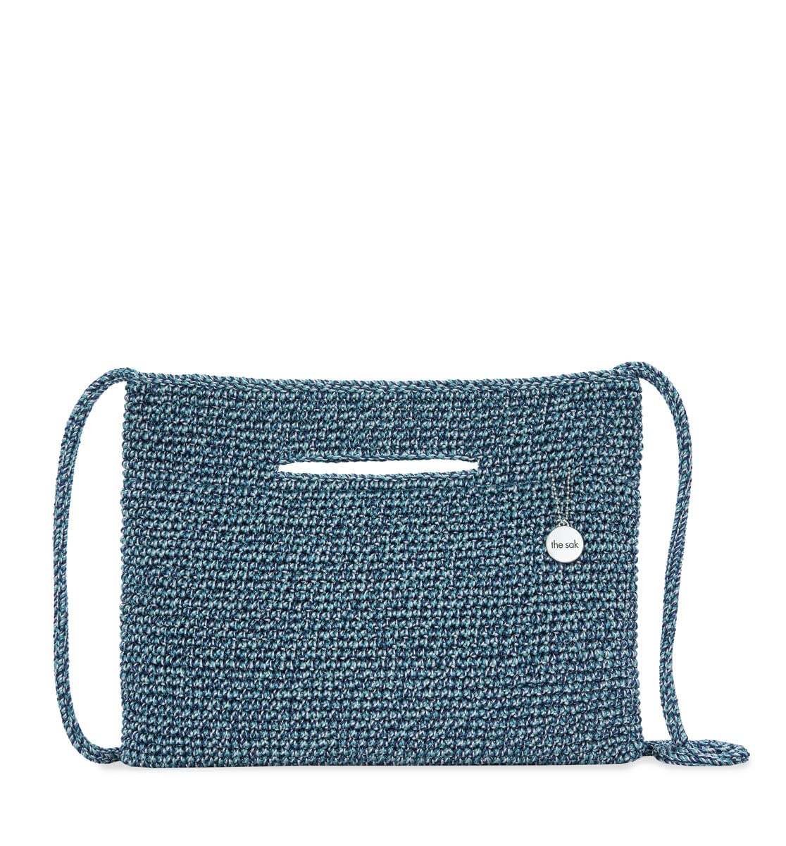 The Sak Linden 3-in-1 Convertible Crossbody Bag in Crochet, Adjustable & Removable Straps, Azure Static