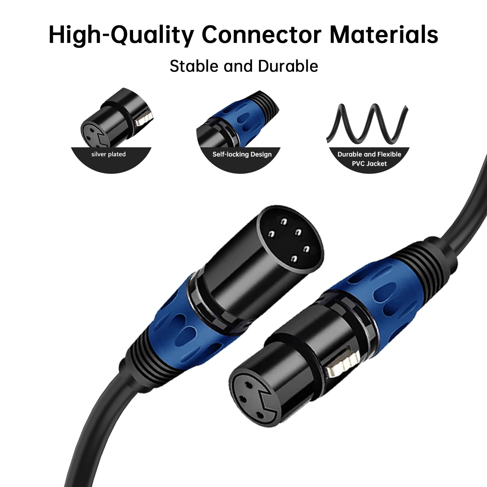 Seefeful (11.8inch /2Pack) 3 Pin XLR Female to 5 Pin XLR Male Audio Cable for Microphone DMX Stage Light Turnaround ,XLR3Fto XLR5M Adapter Cable