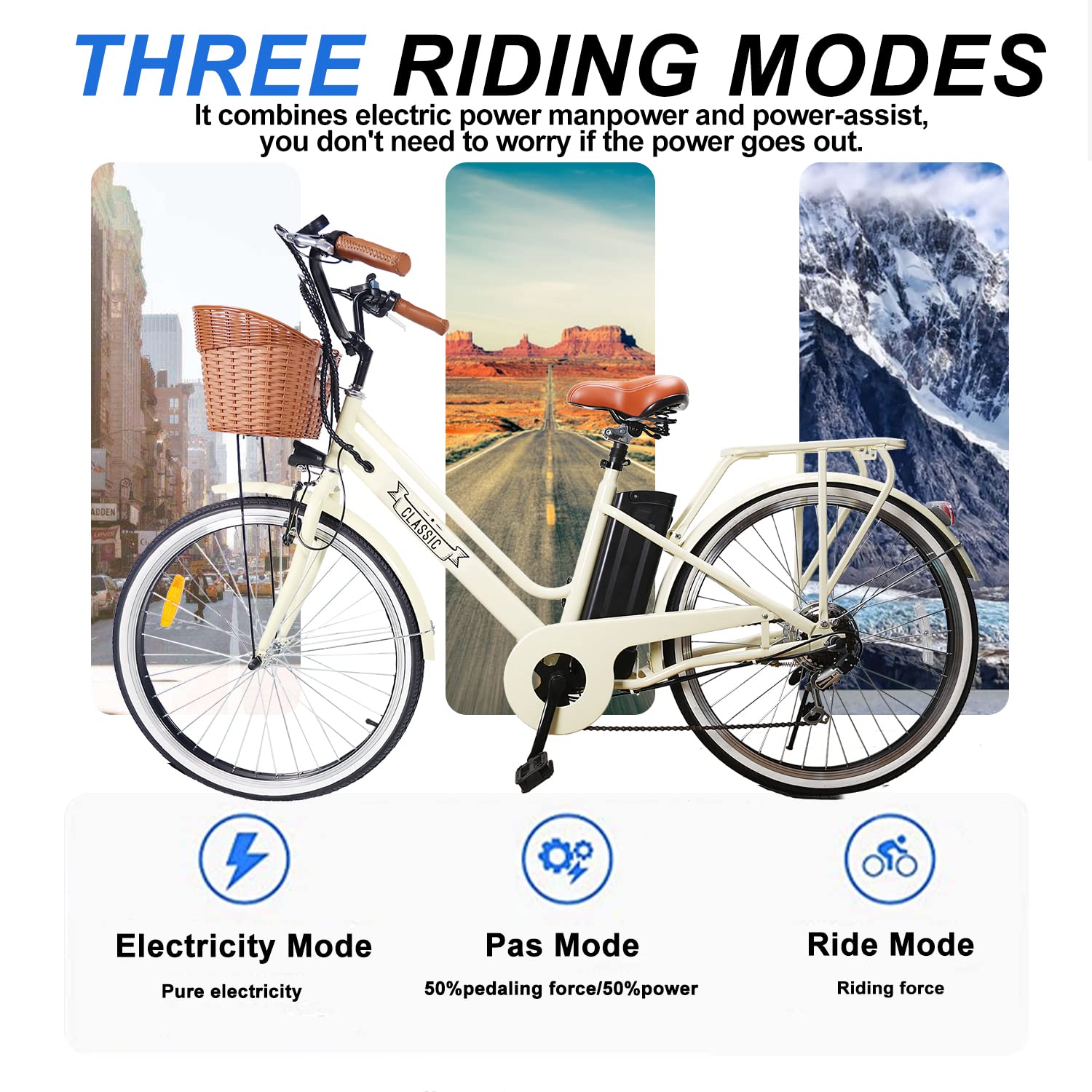 NAKTO Electric Bicycle for Women Men and Adults Ebike with Removable 250W/36V/10AH Lithium Battery1