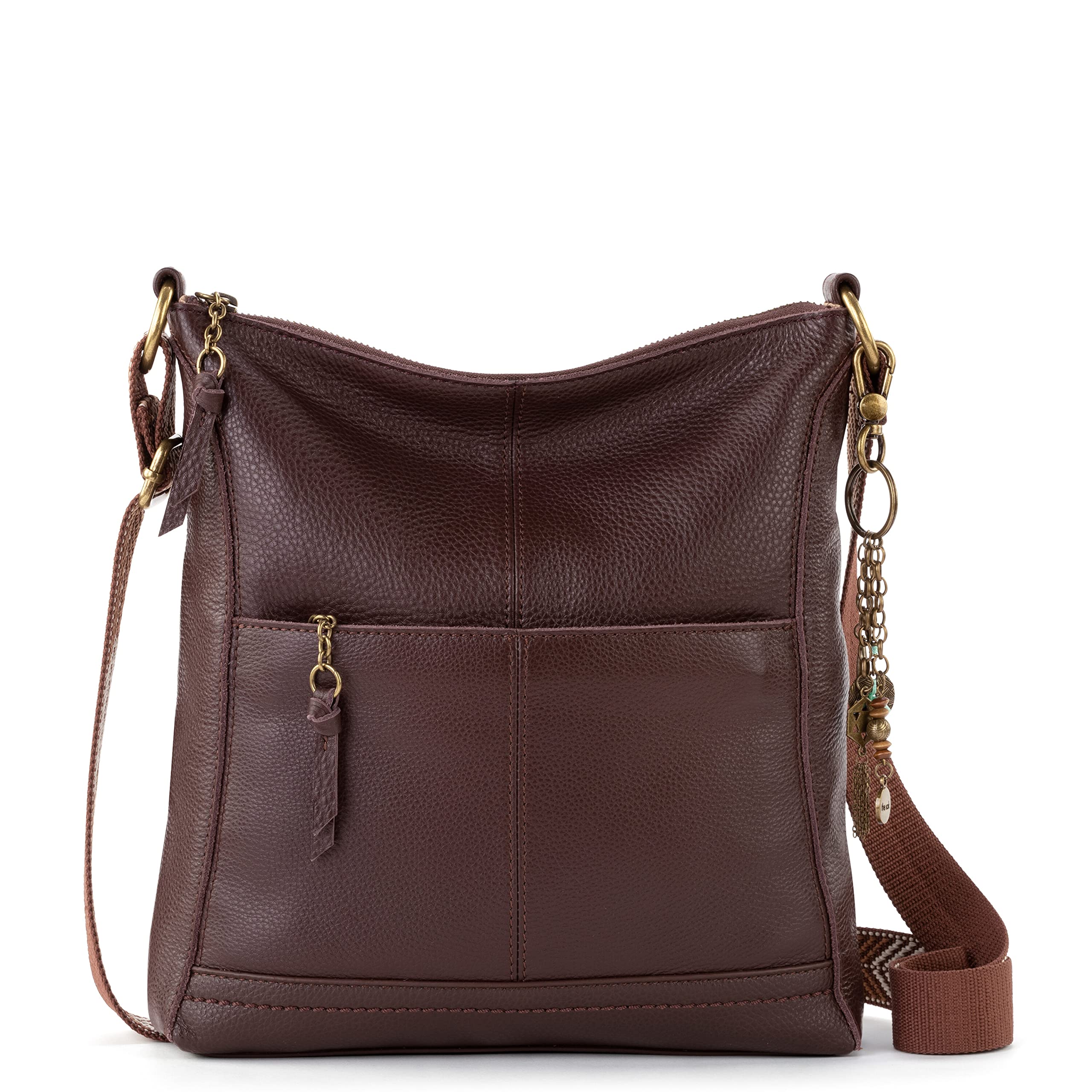The Sak Lucia Crossbody Bag in Leather, Convertible Purse with Adjustable Strap, Mahogany