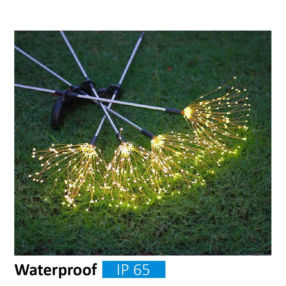 MOFAIRHOME 90LED Outdoor Solar Garden Lights, Waterproof 2 Flash Modes 50 Copper Wire String, Firework Stake Starburst Fairy Light, DIY Flowers Trees for Walkway Patio Lawn Backyard Christmas (Color)