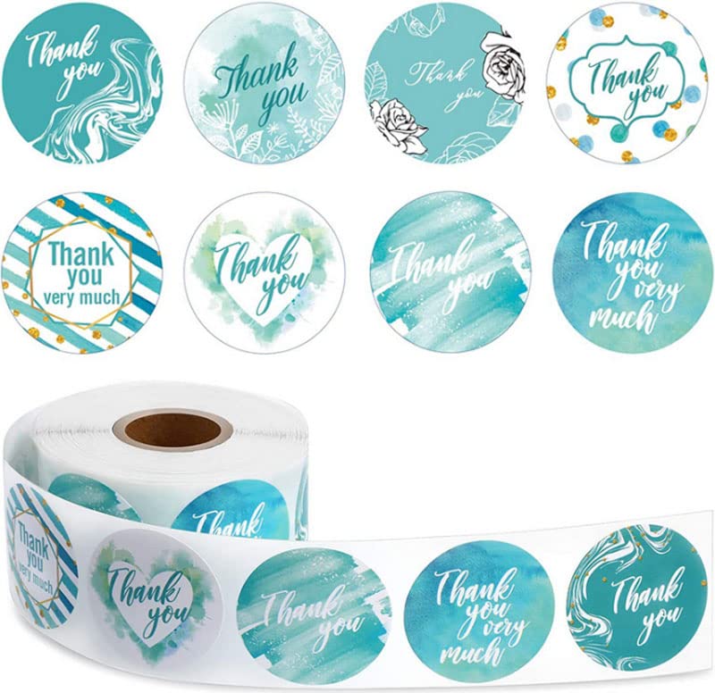 Thank You Stickers Roll 500 Pieces 1.0 Inch Thank You for Supporting My Small Business Stickers with 8 Designs Thank You Stickers Corporate Blue Labels Thank You Small Business Stickers