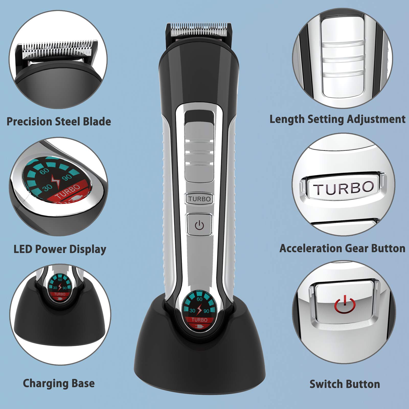 Mens Beard Trimmer, Hair Clipper Mustache Trimmer Hair Cutting Groomer Kit 3 In 1 For Men Precision Trimmer with USB Charging Base