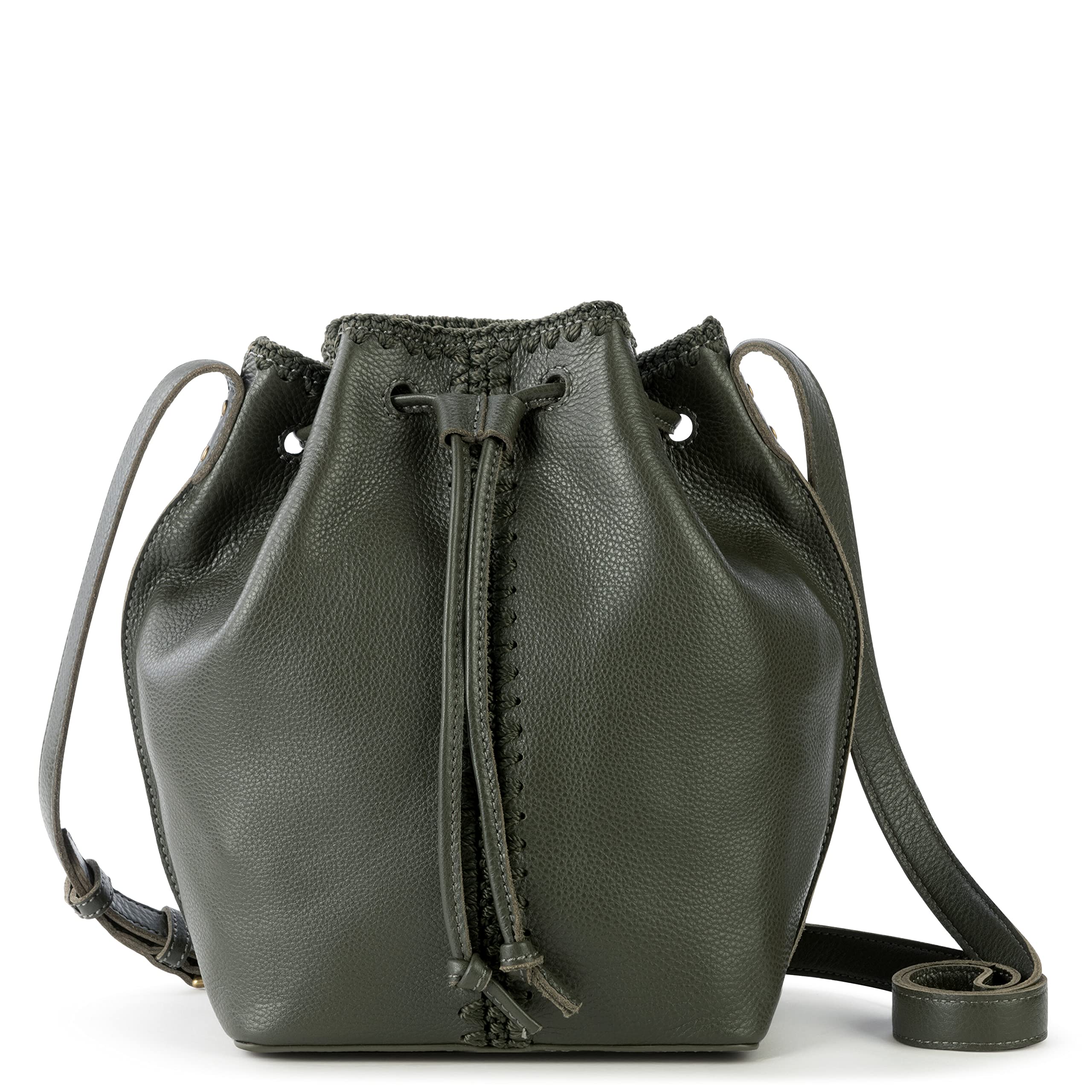 The Sak Womens Ivy Leather Drawstring Bucket, Mushroom, One Size US