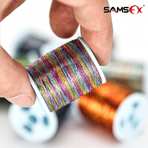 SAMSFX Fishing Rod Wrapping Thread for Rod Buliding Winding Line, Metallic Threads 8 Color 65yd/Spool Pack