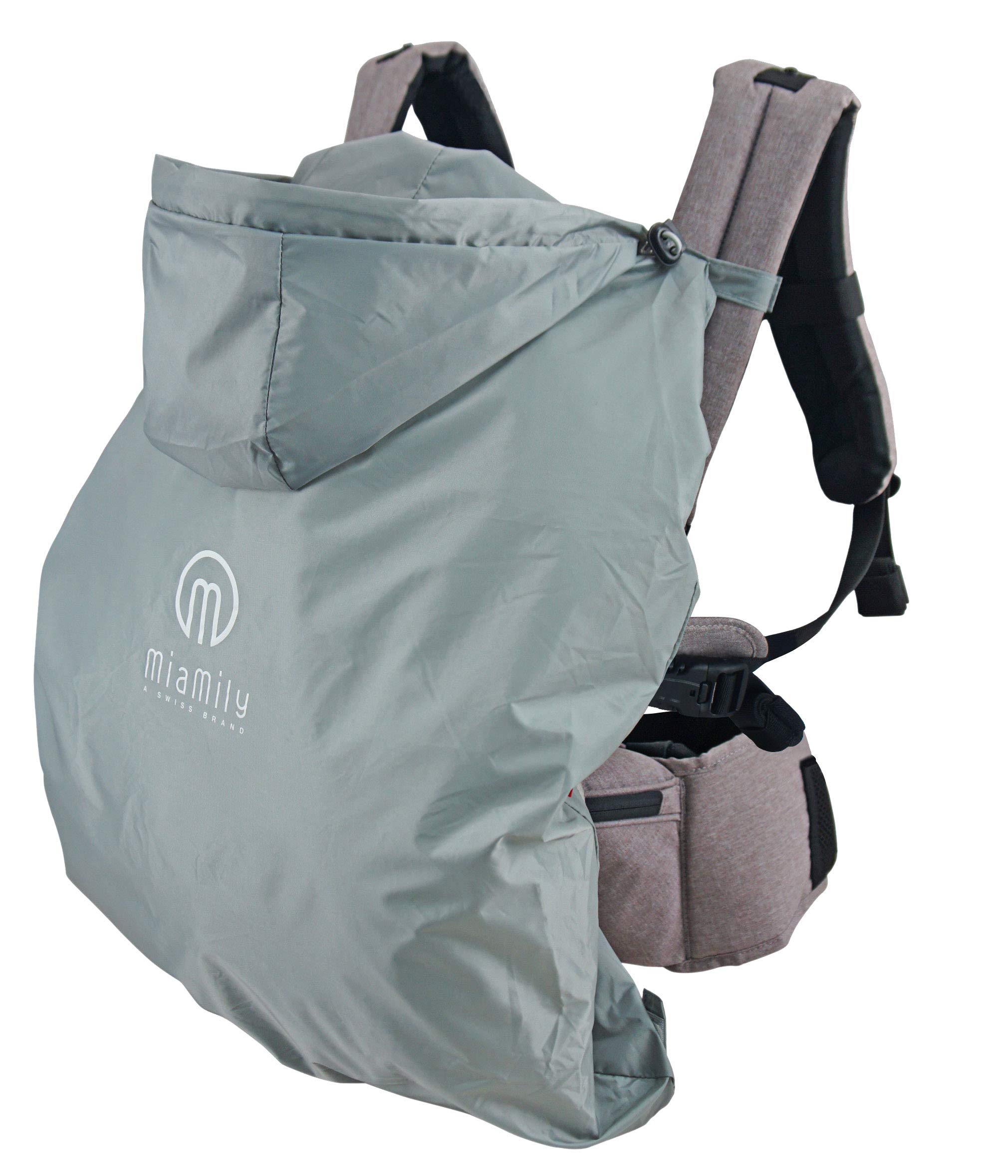 MiaMily Universal Summer Cover for Wind and Rain, with Hood, Universal, Waterproof and Windproof Baby Carrier Cover, Grey