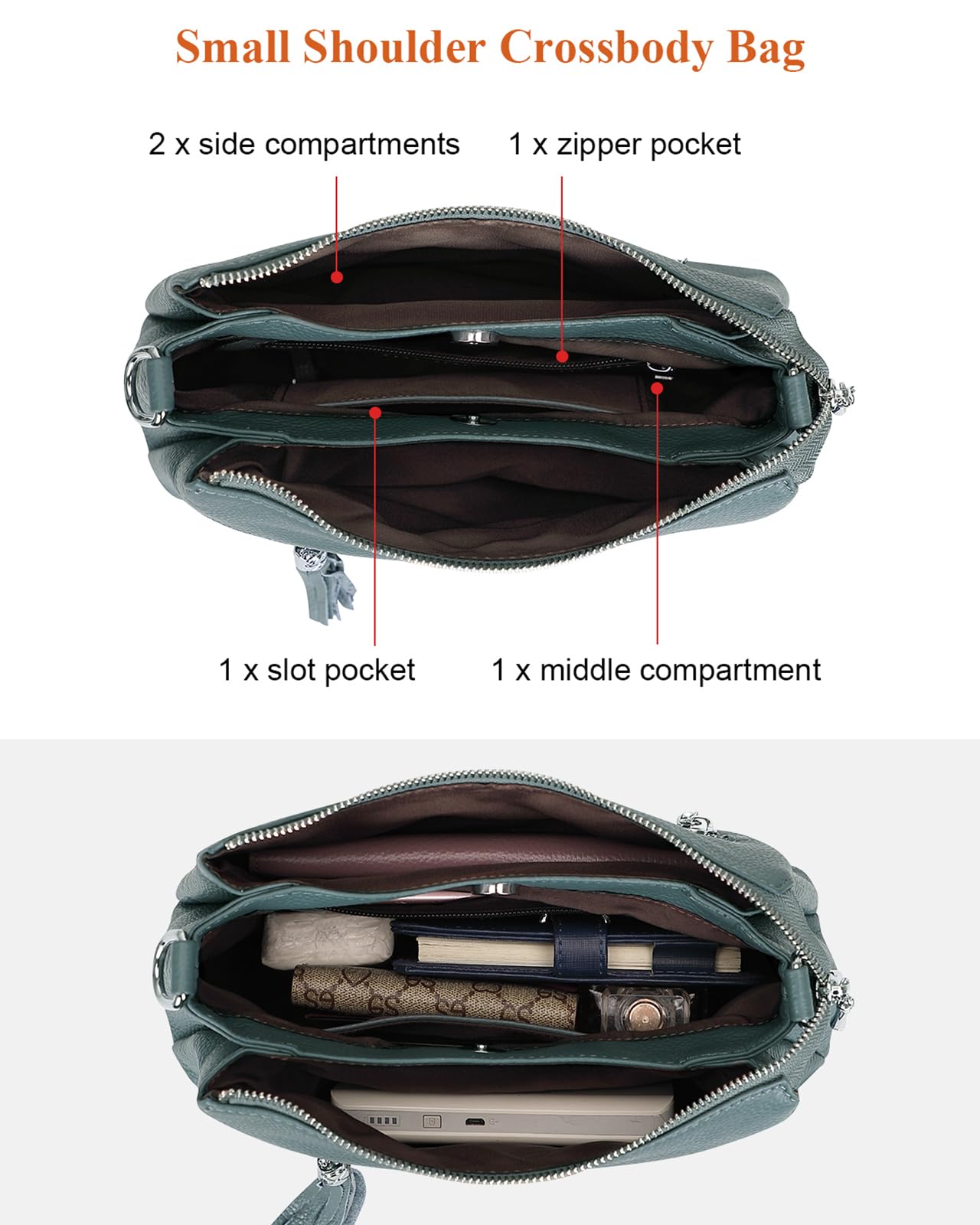 Over Earth Genuine Leather Handbags for Women Small Crossbody Purse Ladies Hobo Shoulder Bag(O111-2E Teal Blue)