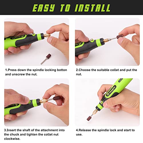 Yougfin Mini Cordless Rotary Tool, 3-Speed and USB Charging Rotary Tool Kit with 44 Accessories, Multi-Purpose 3.6V Power Rotary Tool for Sanding, Polishing, Drilling, Etching, Engraving, DIY Crafts