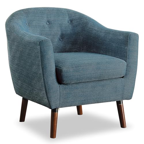 Lexicon Quill Tufted Fabric Barrel Chair, Blue