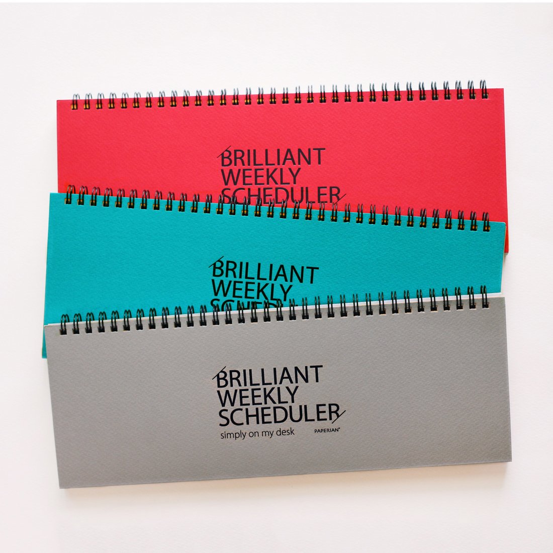 PAPERIAN Brilliant Weekly Scheduler - Wirebound Undated Weekly Planner Pad Scheduler (Red)