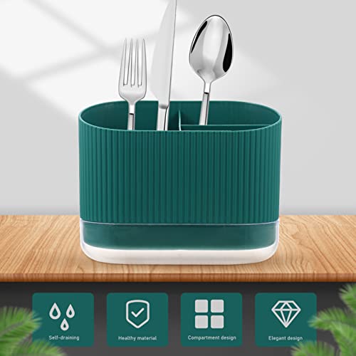 PATKAW Kitchen Utensils Kitchen Utensil Holder Countertop Utensil Organizer Desktop Chopstick Caddy 3 Compartment Flatware Basket Silverware Storage Container for Home Restaurant Utensils