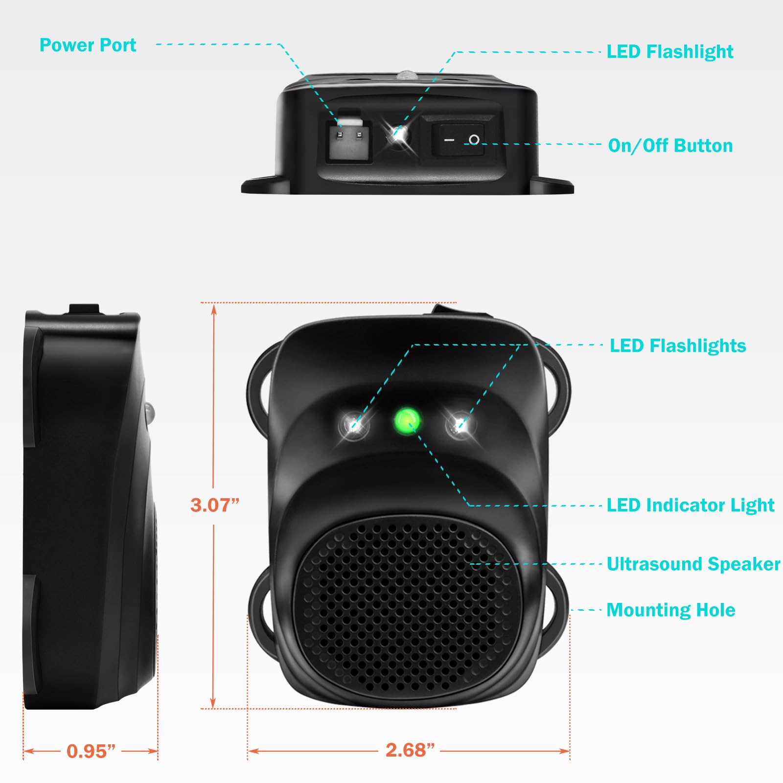 Under Hood Animal Car Repeller Rodent Electronic Repellent Ultra Sonic Rat Strobe Light Keep Mice Away from Car Pest Prevention for 12V 24V Automobile