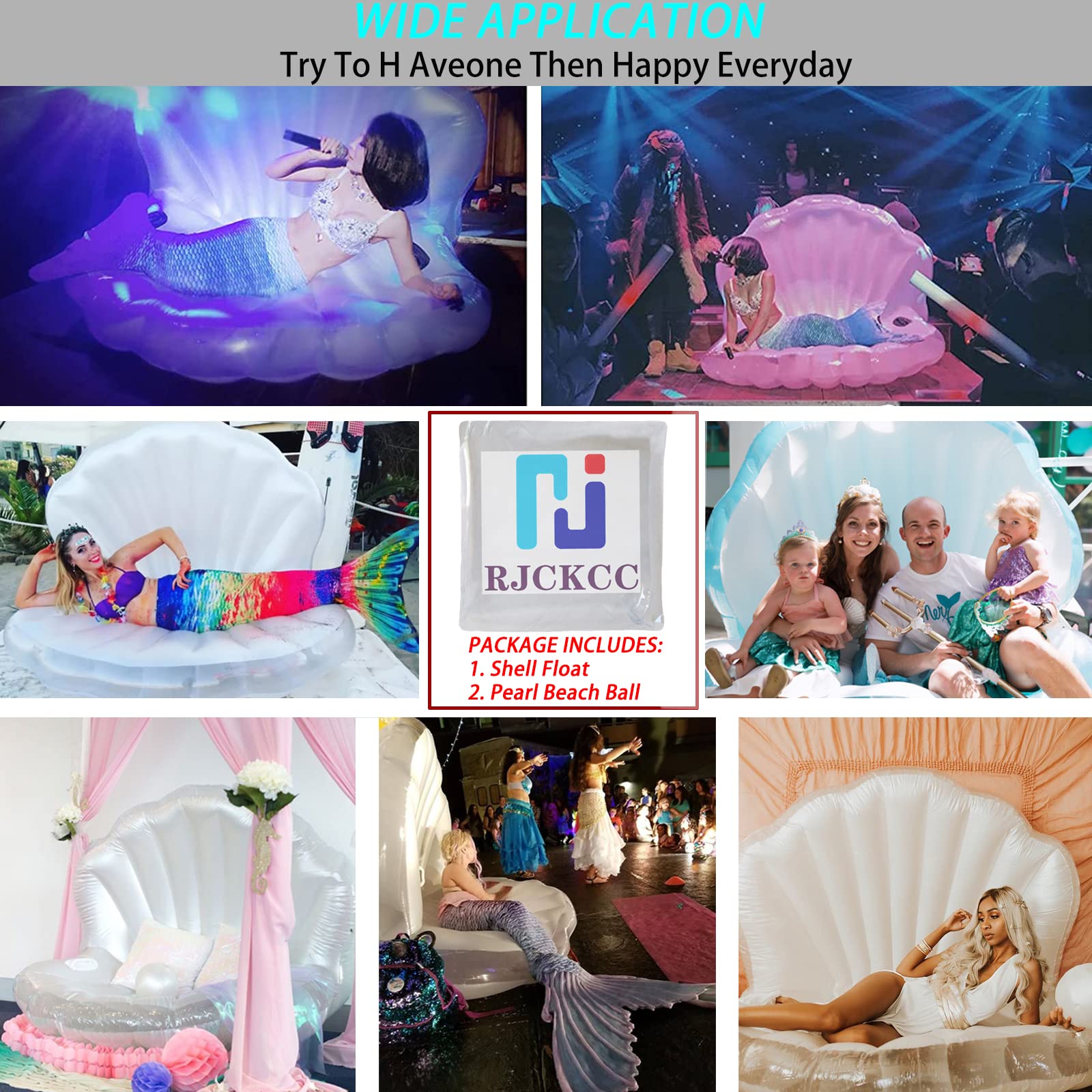 RJCKCC Swimming Pool Inflatable Seashell Float Seashell Inflatable Pool Float Seashell Mermaid Theme Party Floating Ball Giant Air Mattresses Floating Bed Mattress Beach (Inflatable Seashell Float)