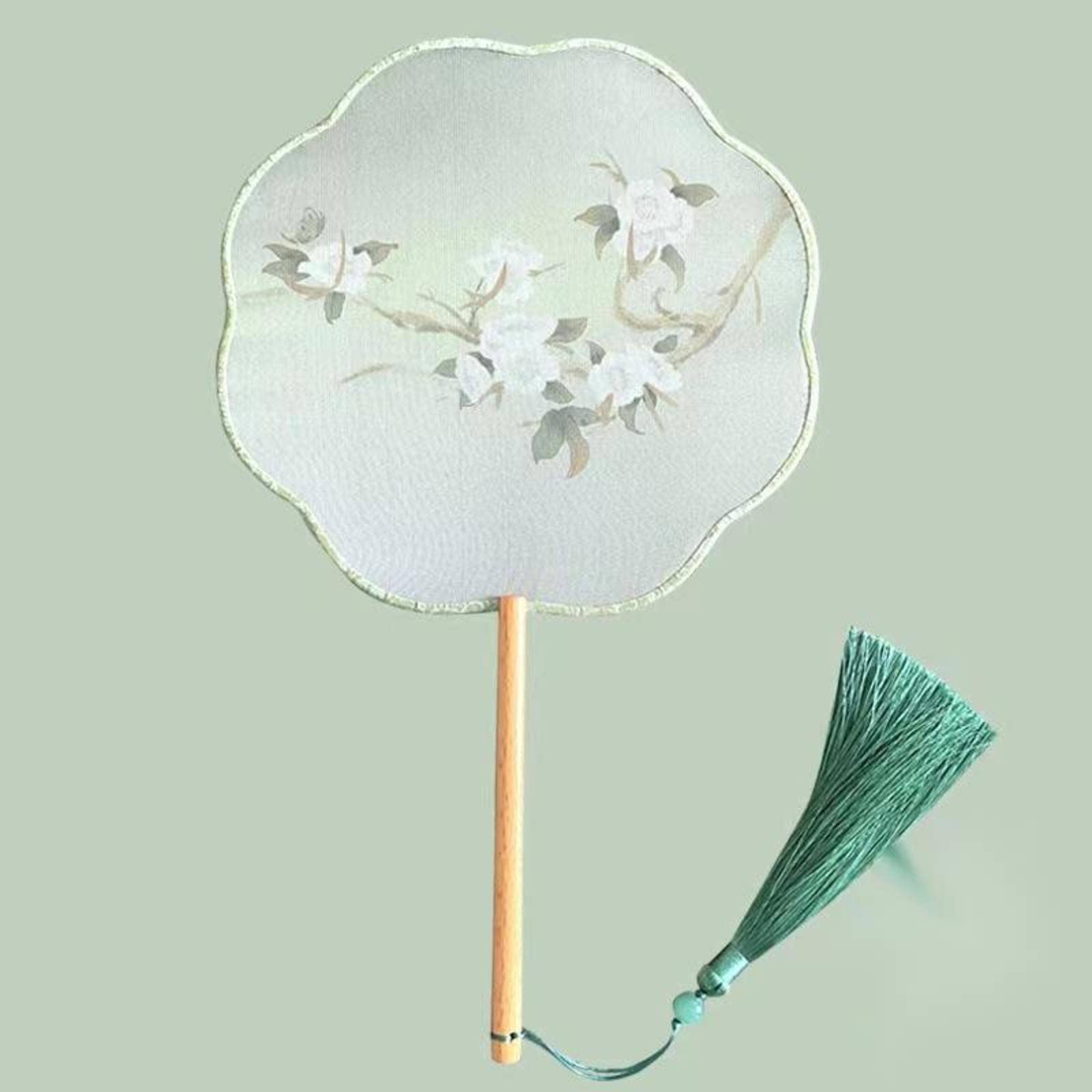 SAXTZDS Ancient Fan Fan Translucent Long Handle Group Fan Han Costume Costume Dance Fan Super Fairy Chinese Style Gift Special-Shaped Fan