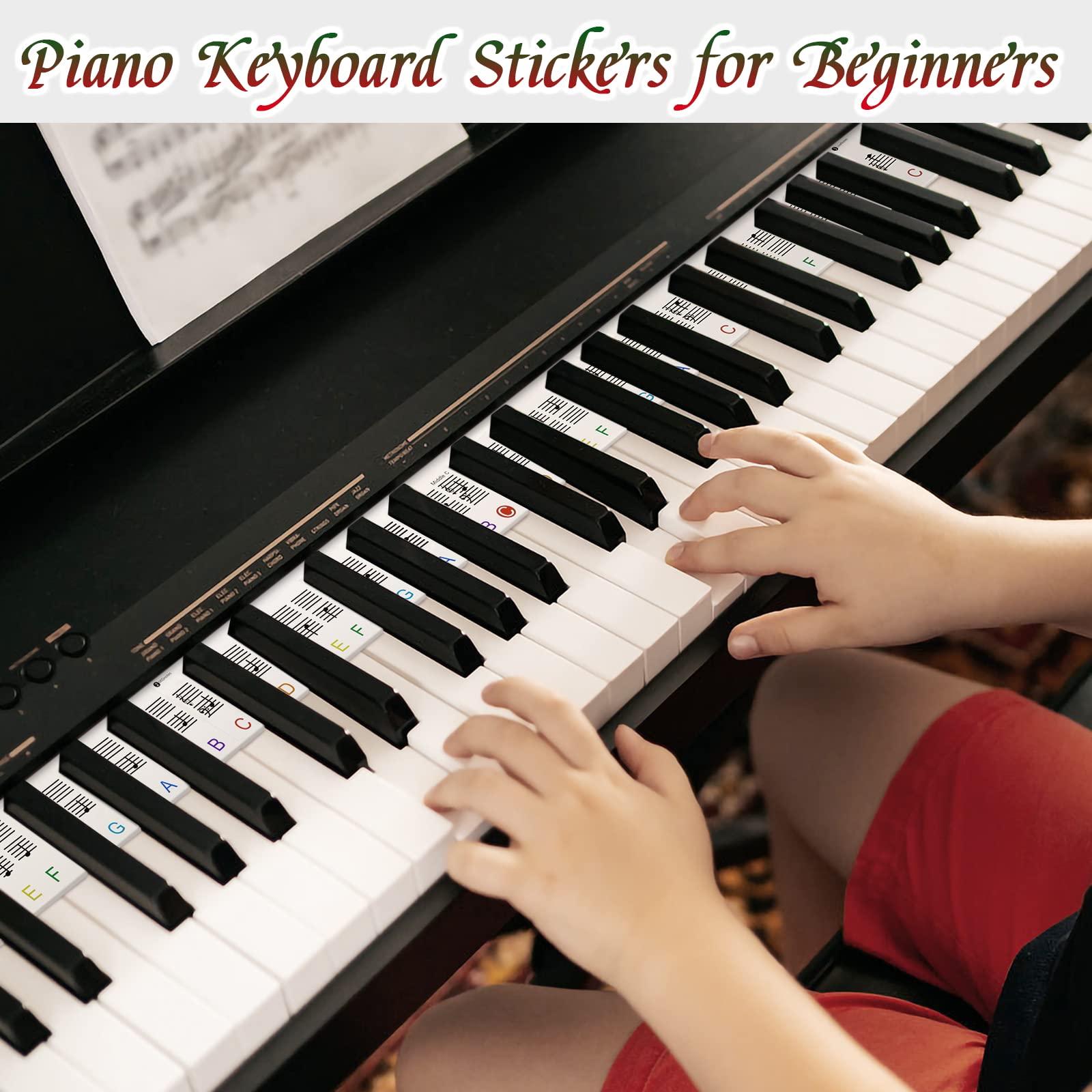 VVAYHUA Piano Notes Guide for Beginners, 88 Keys Removable Piano Keyboard Note Labels, Reusable Silicone Piano Keyboard Stickers for Kids (Colorful)