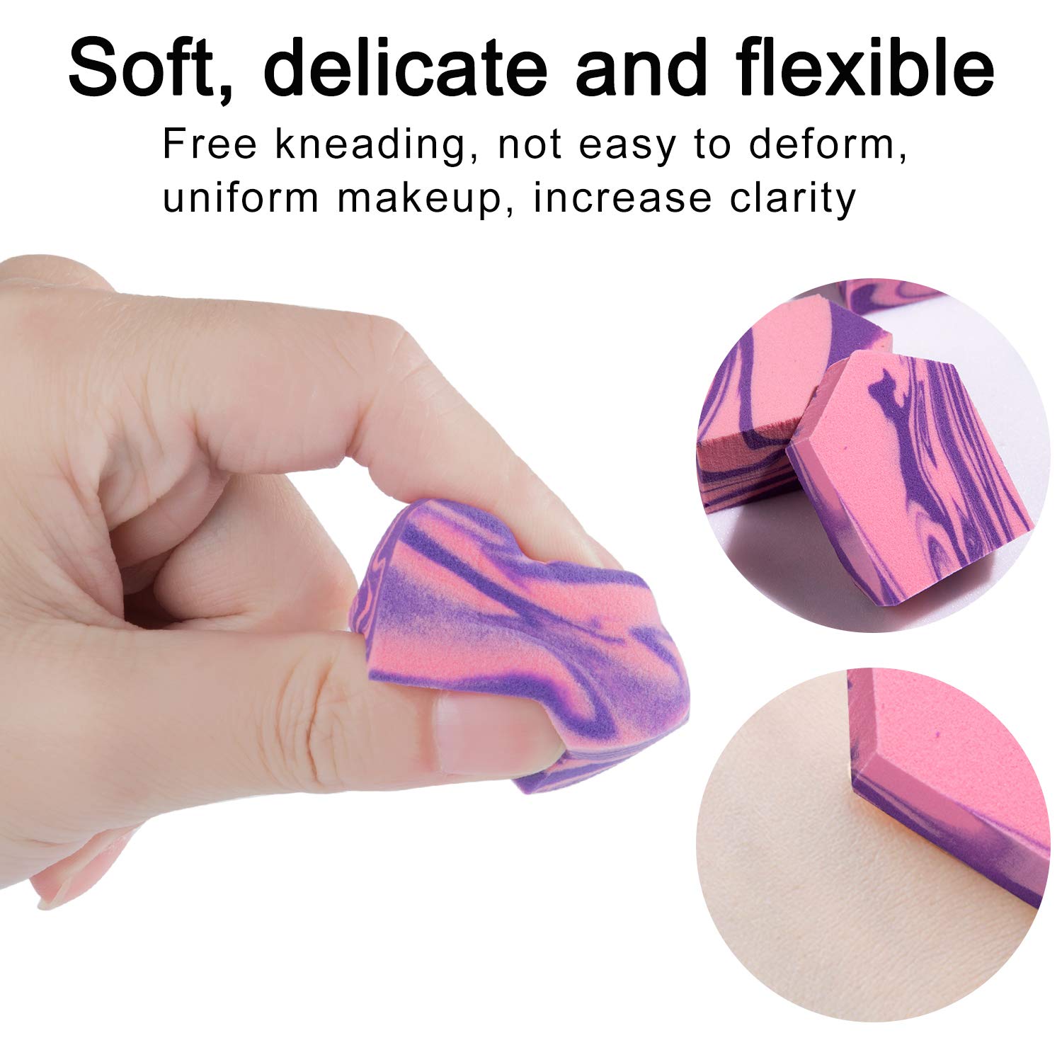 Miss Gorgeous Makeup Sponge Blender, Great for Blending Foundation and Concealer, Latex-Free Makeup Wedge, Jumbo Size, 12 Count (Purple)