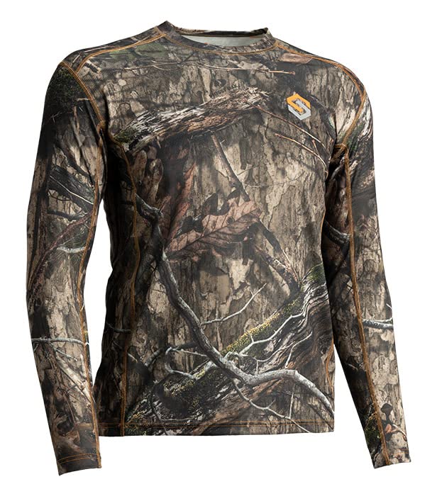 ScentLok Featherweight Long Sleeve Lightweight Camo Hunting Crew Shirt for Men (Realtree Edge, Large)