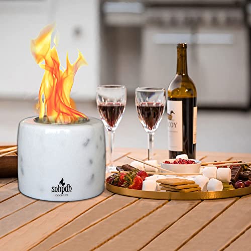 Tabletop Fire Pit, Marble Mini fire Pit, Indoor Outdoor Portable Fire Pit Bowl, Clean Burning Real Flame for Patio Balcony Fire Pit Bowl