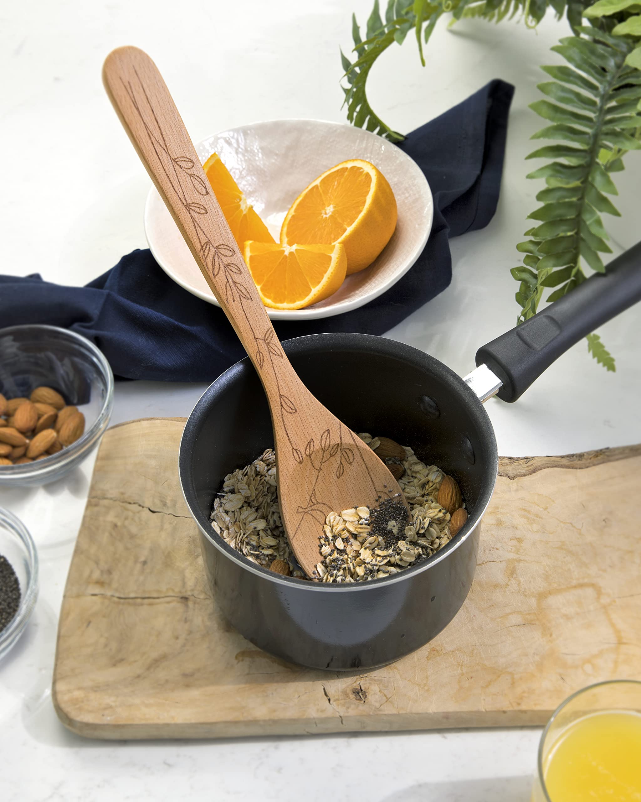 Talisman Designs Laser Etched Beechwood Mixing Spoon | Whimsical Nature Design | Wood, Kitchen Tool | Decorative Wooden Utensils