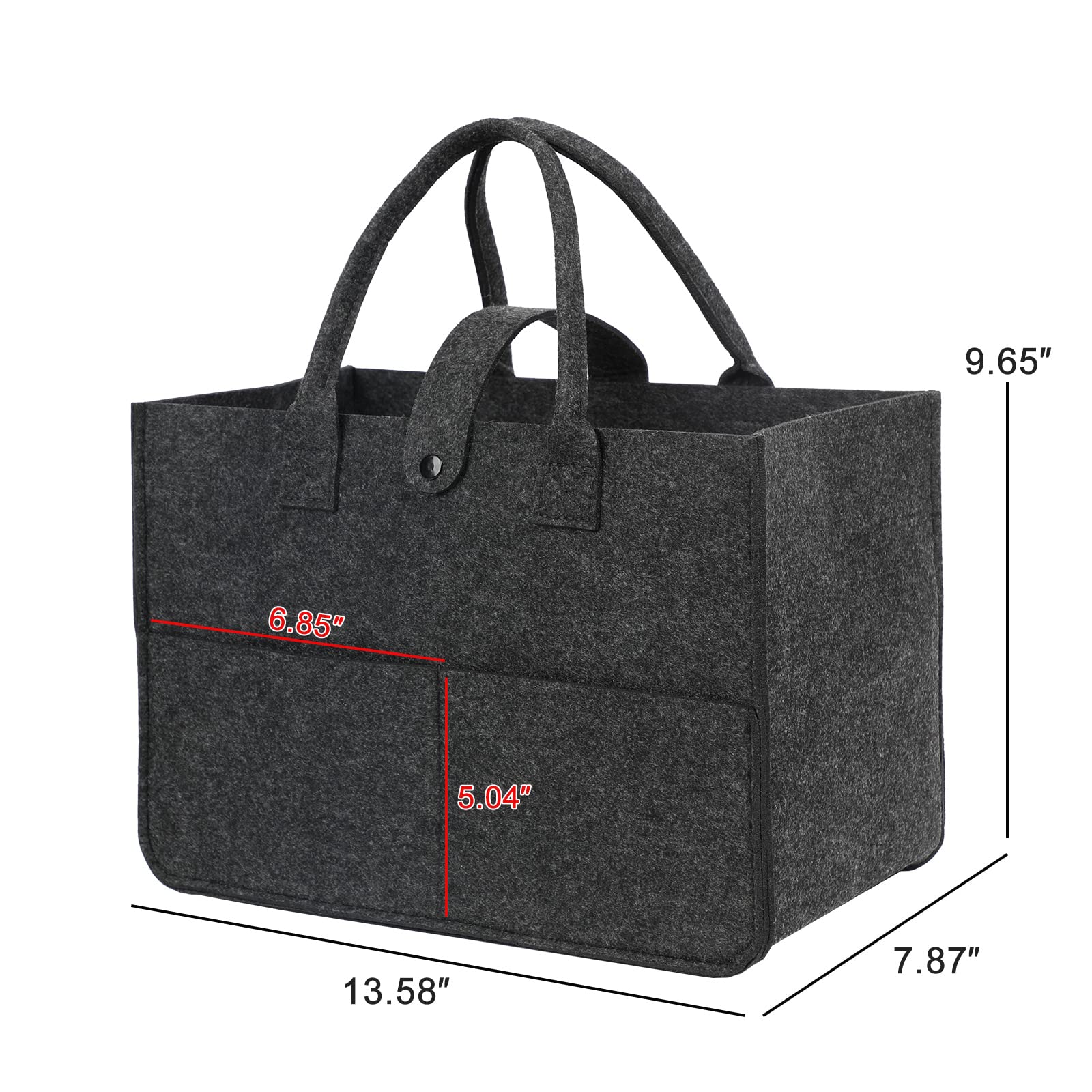 Yesesion 2 Pack Easter Basket Tote Bag for Kids, Portable Holiday Decoration Basket for Boys, Girls, Foldable Party Storage Caddy with Side Pockets for Candy (Large - Dark Gray)